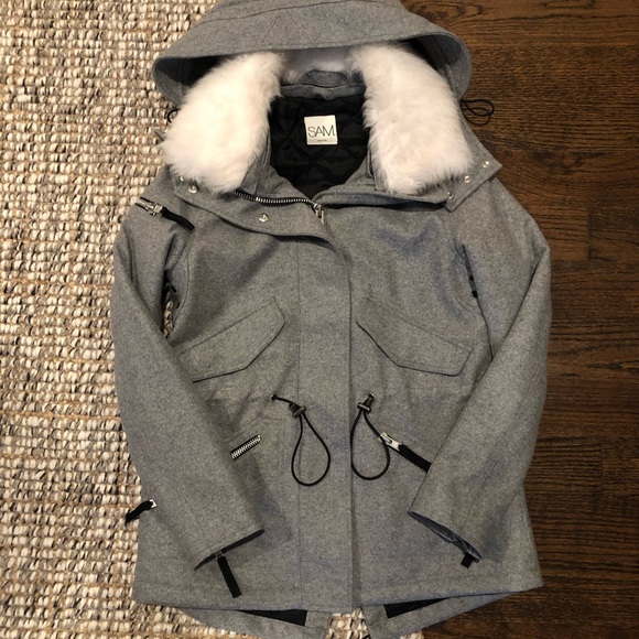 SAM. | Jackets & Coats | Sam Devon Shearling Lamb Collar Hooded Jacket ...